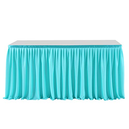 14ft Blue Tutu Table Skirt for Rectangle Tables,Polyester Pleated ...