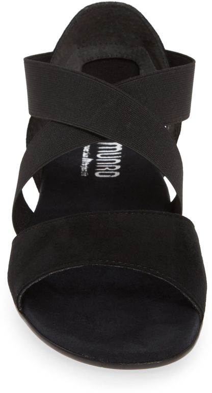 Caley Wedge Sandal In Black Leather At Nordstrom Rack | SheFinds
