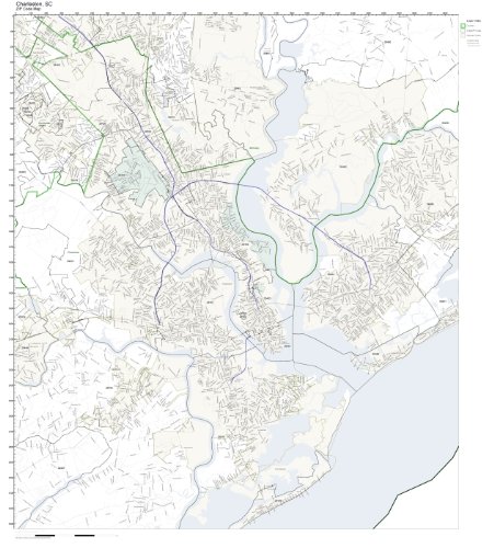 Working Maps Zip Code Wall Map of Charleston, SC Zip Code Map Laminated